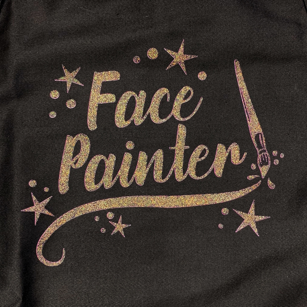 Face Painter - Medium Length Apron With Pouch - Black w/ Glitter ...